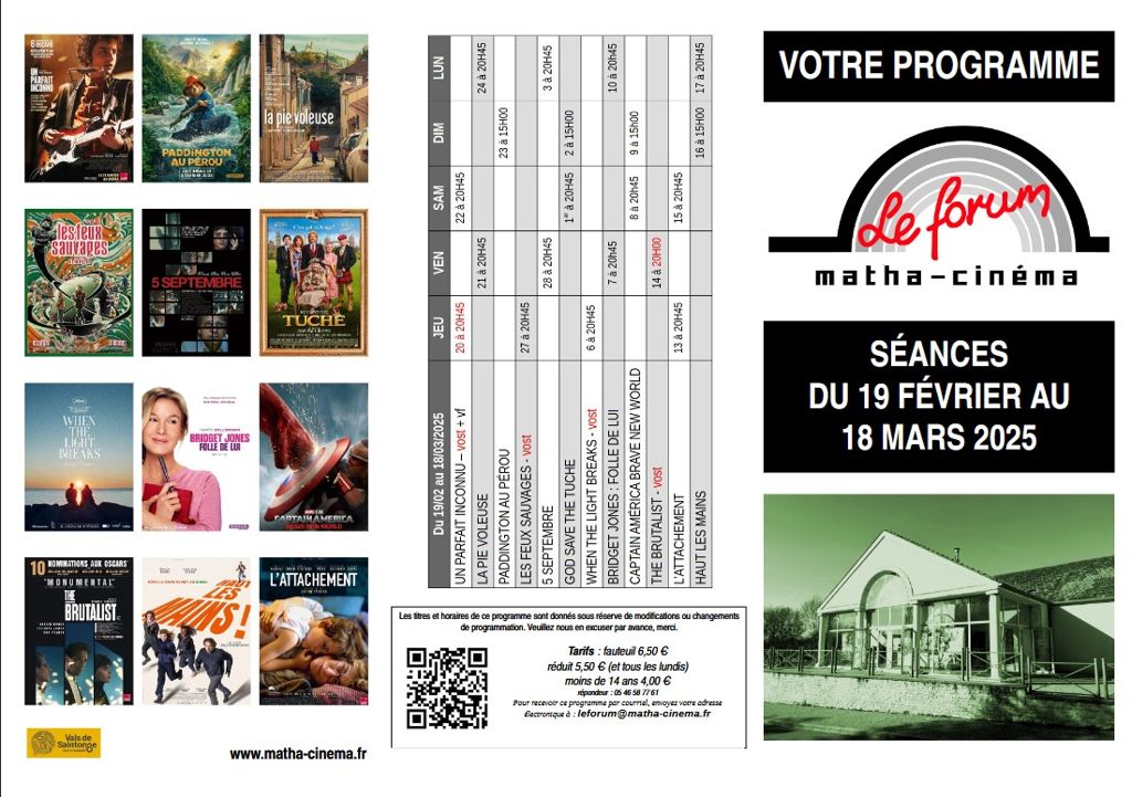 Mairie de Matha - Programme du cinéma du 19 février au 18 mars 2025 - actualité